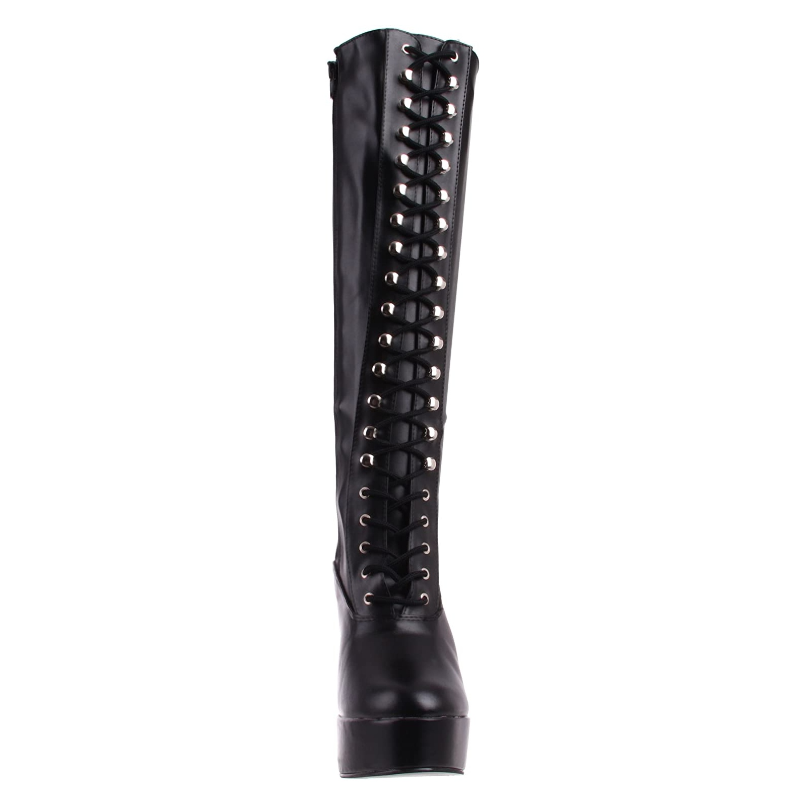 Black platform boots lace up vinyl 13 cm - 70s years hippie disco gogo ...